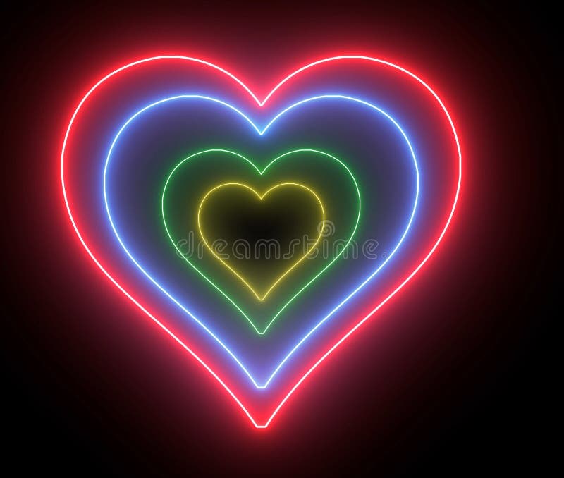 Heart with Neon, Glowing Lights. Romantic and Love Symbol, Creative ...