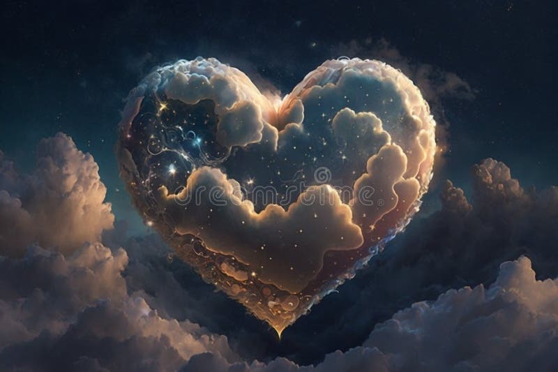 Heart in the night sky stock illustration. Illustration of heart ...