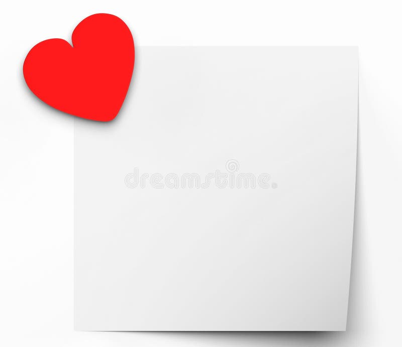Heart on Note Means Lovely Message or Love Letter Stock Illustration ...