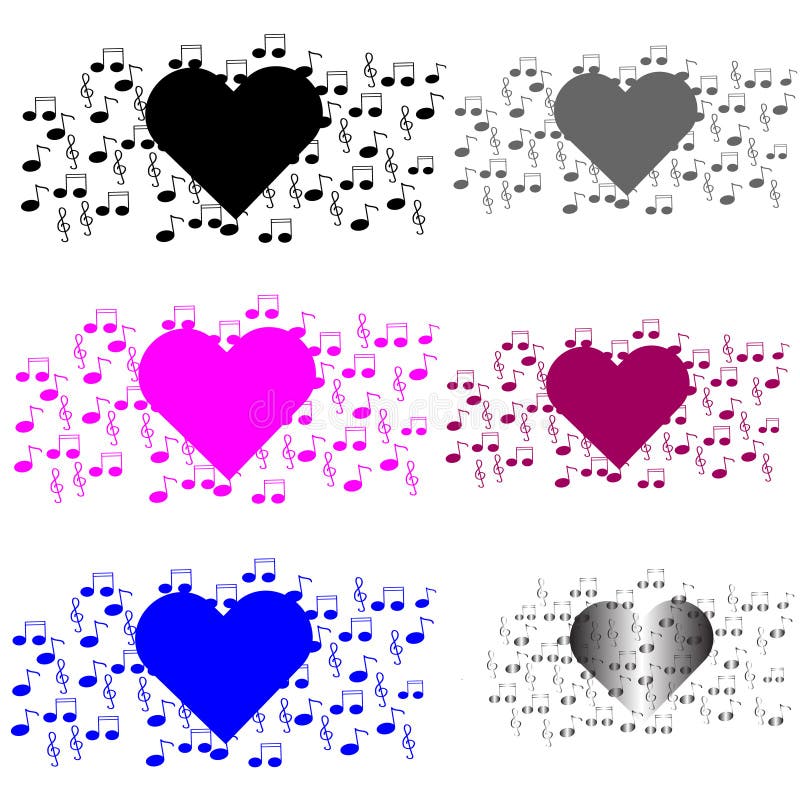 Heart with Notes on White Background Stock Vector - Illustration of ...