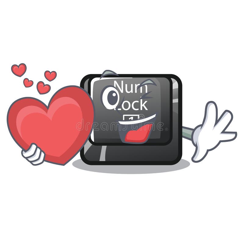 With Heart Num Lock Installed on Cartoon Computer Stock Vector ...