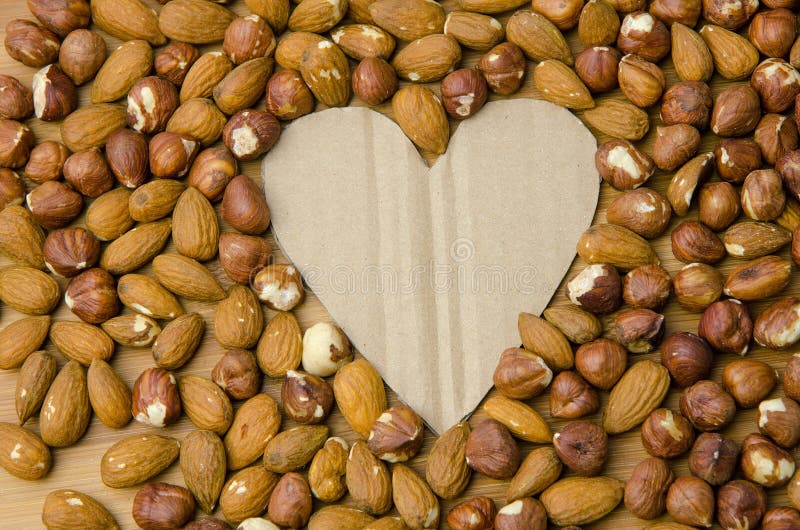 Heart with nuts stock image. Image of cardboard, nuts - 49594945