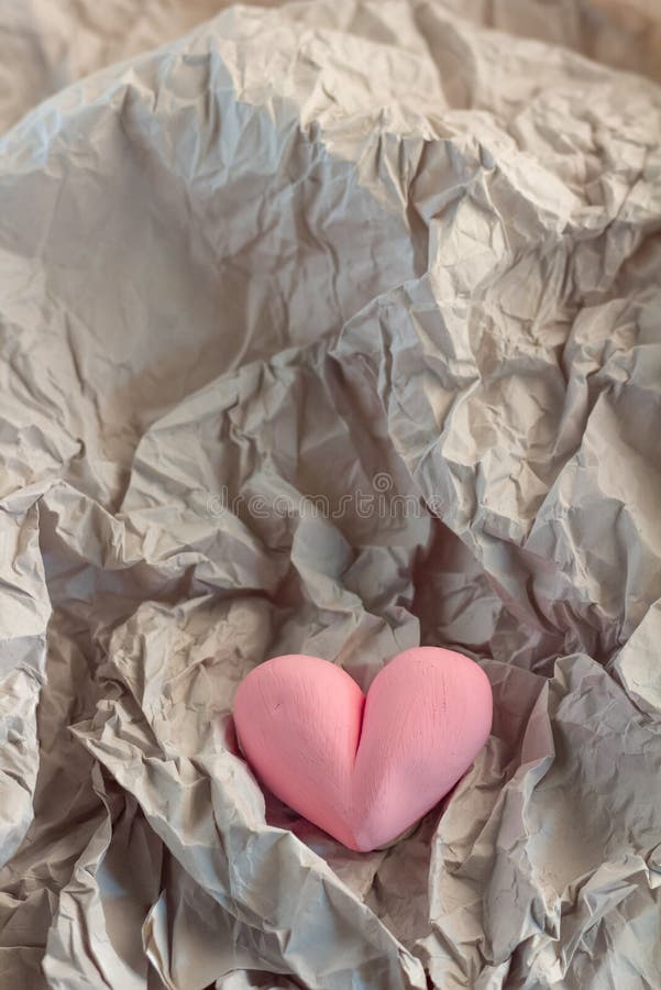 Heart Objcet with Crump Paper Background Stock Image - Image of rubbish ...