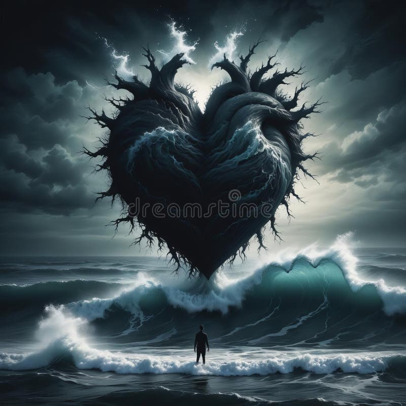 A Heart from Ocean Waves stock illustration. Illustration of generated ...