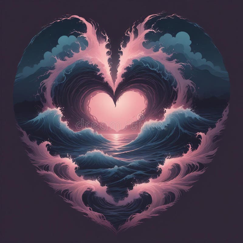 A Heart from Ocean Waves stock illustration. Illustration of ...