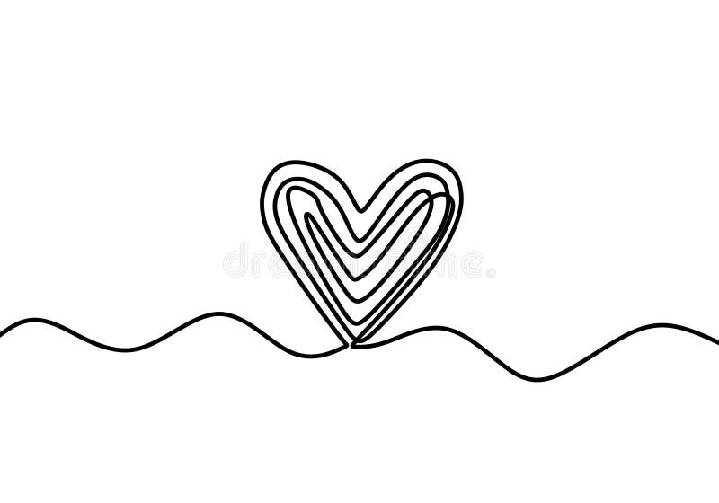 Heart One Line Drawing Symbol Of Love Vector Continuous Hand Drawn