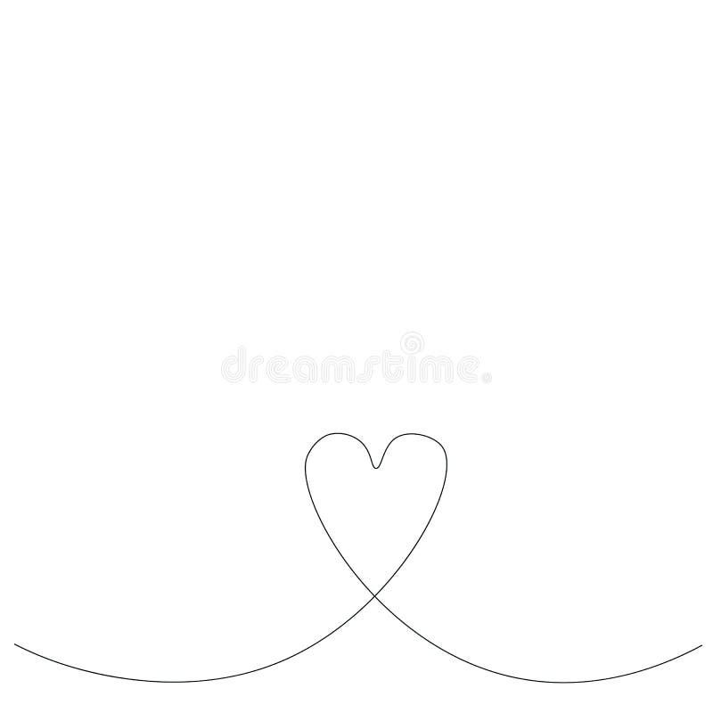 Heart One Line Drawing, Vector Illustration Stock Vector - Illustration ...