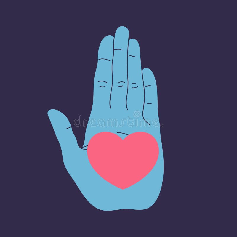 Heart on Open Palm Sign. Heart on Hand Stock Vector - Illustration of ...