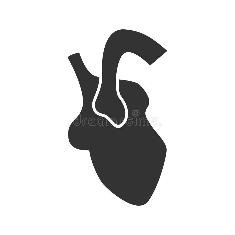 Heart Organ Icon. Silhouette Symbol. Negative Space. Vector Isolated ...