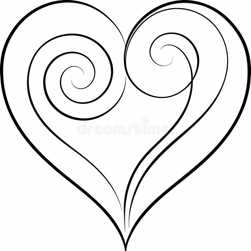 Heart Outline is Depicted , Featuring Intricate Swirl Patterns within ...