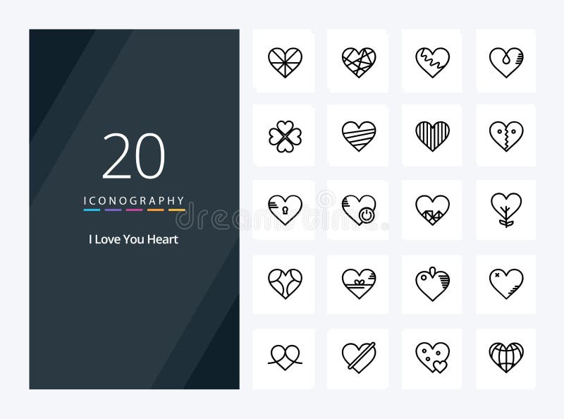 20 Heart Outline Icon for Presentation Stock Vector - Illustration of ...