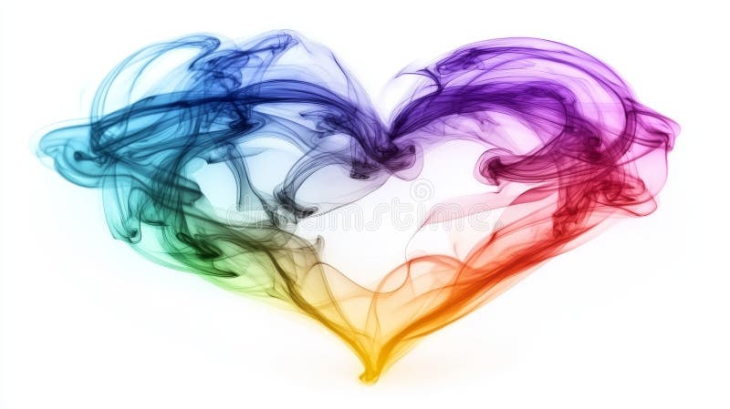 A Heart Outline Made of Colorful Smoke on a White Surface Stock Image ...