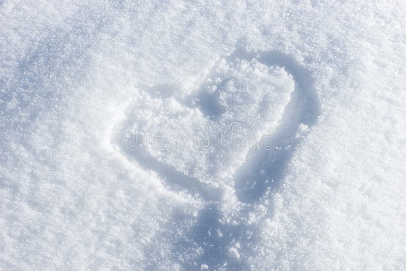 Heart Painted on the Fresh White Snow Stock Image - Image of romantic ...