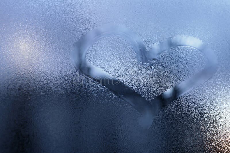 Heart Painted on the Misted Glass Window Stock Image - Image of emotion ...