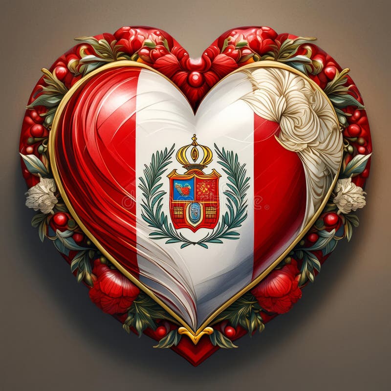 Heart Painted with Peru Flag , Generated by AI Stock Illustration ...