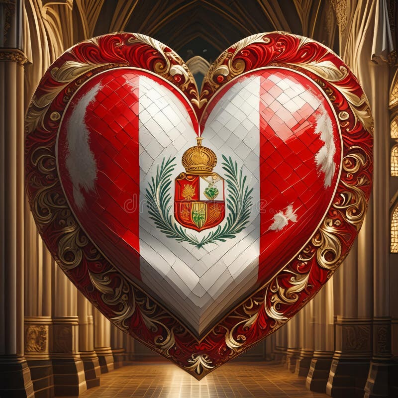 Heart Painted with Peru Flag , Generated by AI Stock Illustration ...
