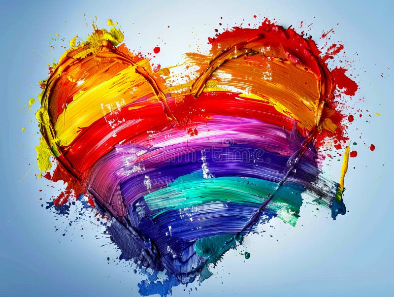 A Heart Painted in Rainbow Colors Stock Image - Image of draw, painting ...