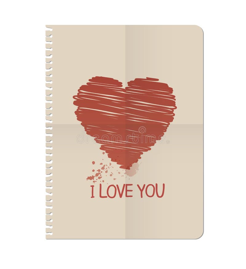 Heart Painted on the Sheet of a Notebook. Stock Illustration ...