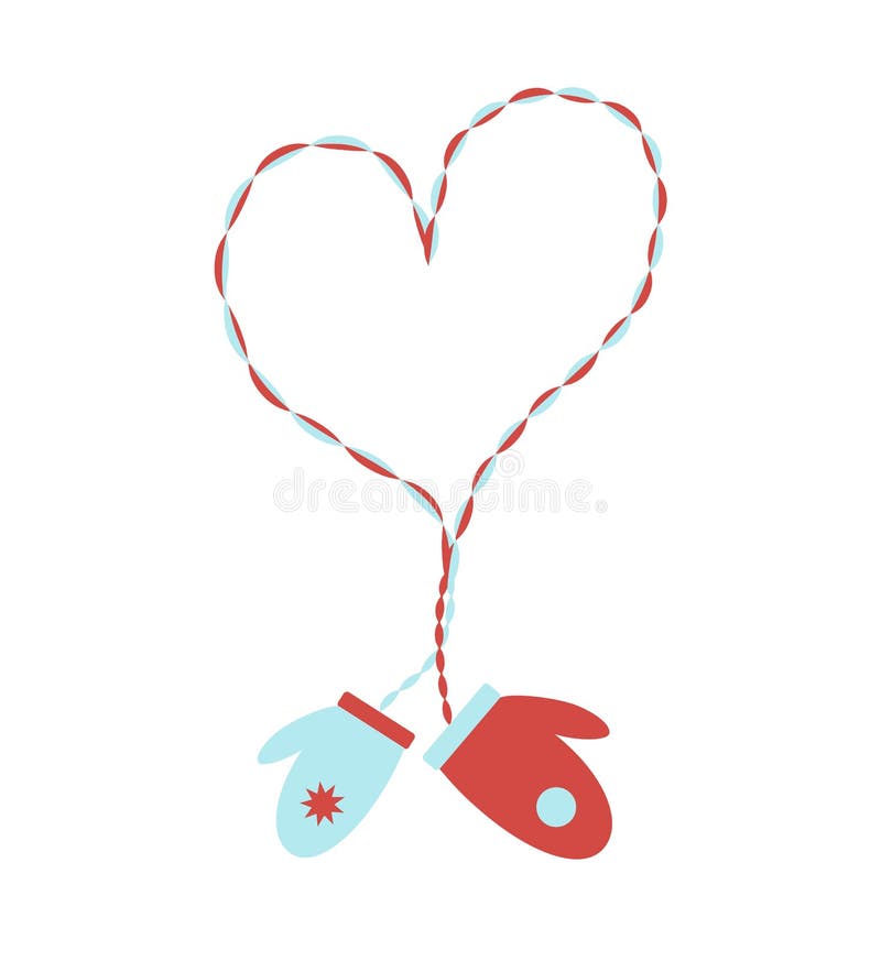 Heart and a Pair of Mittens Stock Illustration - Illustration of merry ...