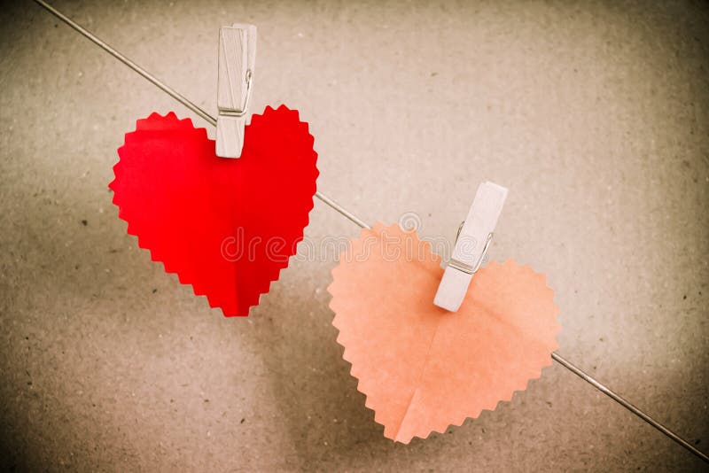 Heart Paper with Clothespin Stock Image - Image of decoration ...
