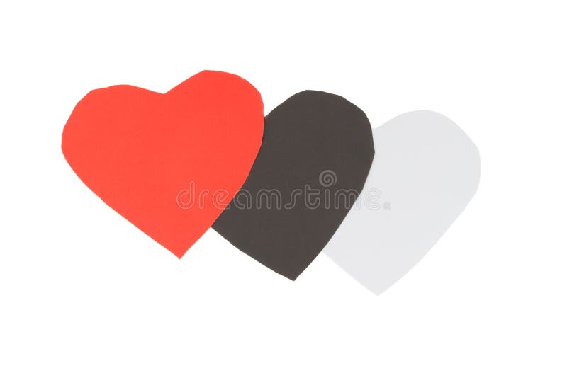 Heart Paper Color Red Black White. Isolated on White Background Stock ...