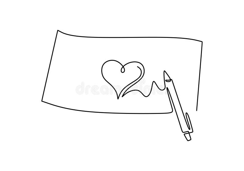 Heart One Line Drawing Symbol Of Love Vector Continuous Hand Drawn