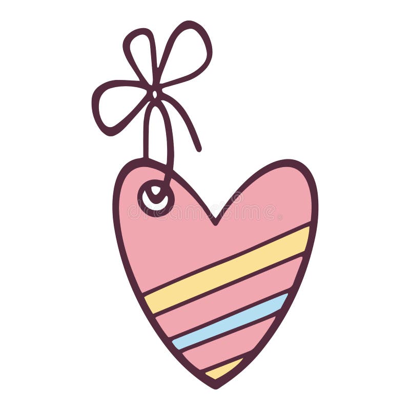 Heart Paper Tag Icon, Hand Drawn and Outline Style Stock Vector ...