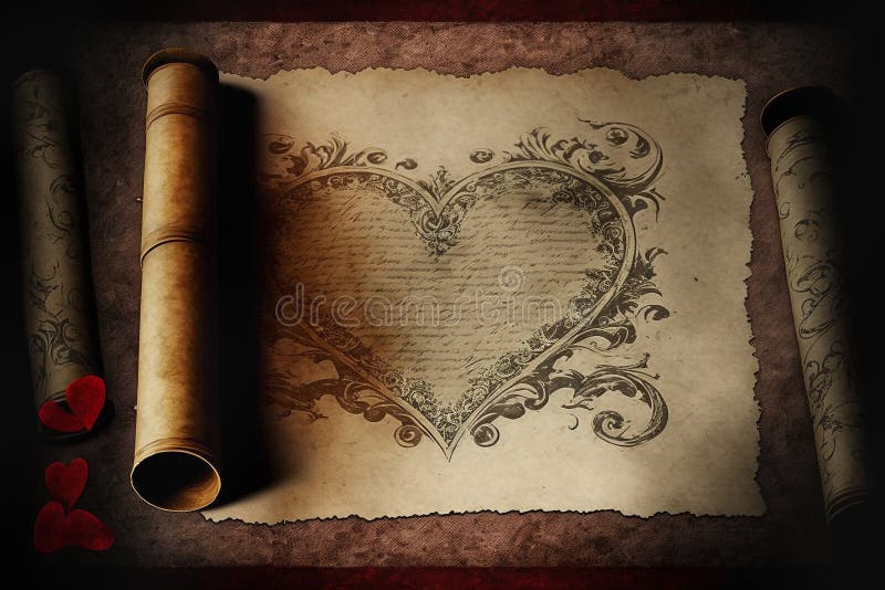 Delicate Heart on Parchment Paper - Generative AI Stock Illustration ...