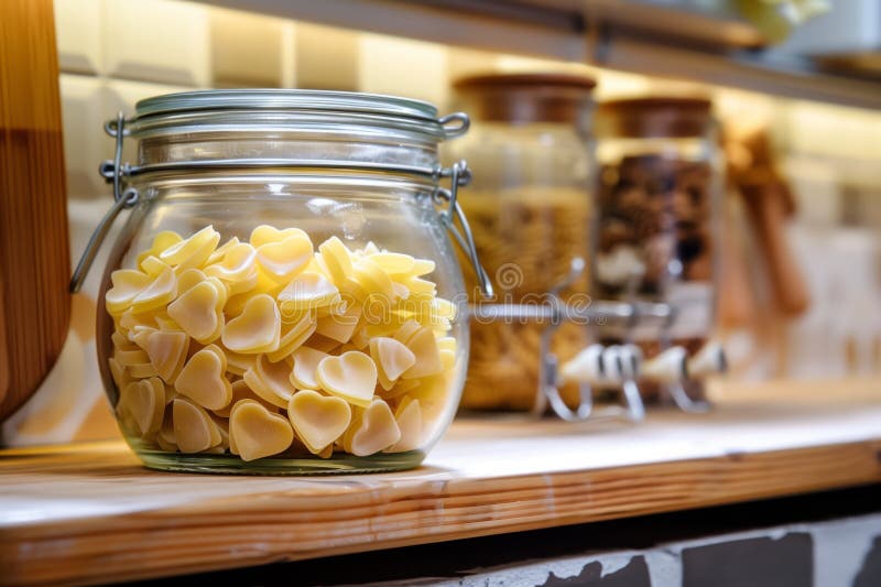 Heart Pasta Shapes in a Jar on a Kitchen Shelf Stock Photo - Image of ...