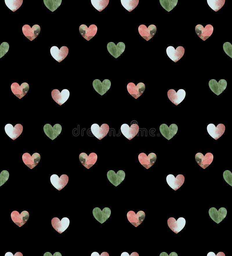 Heart Pattern on Black Color Background Stock Vector - Illustration of ...
