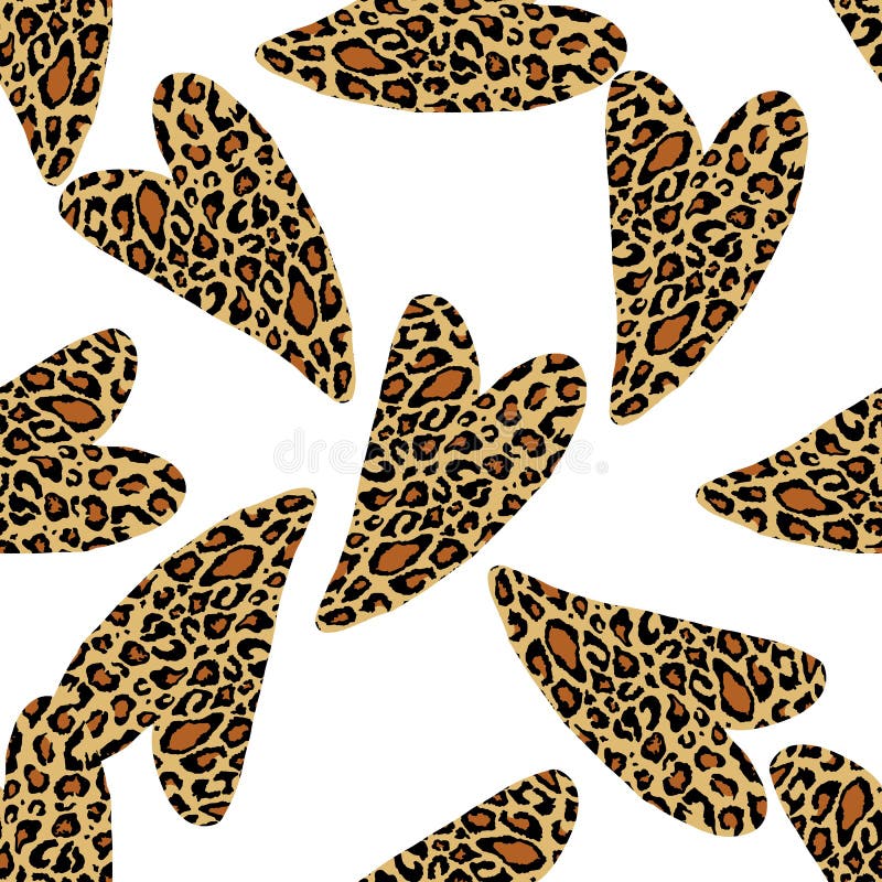Heart Pattern with Leopard Texture. Seamless Pattern of a Heart with a ...