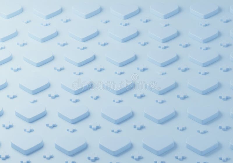 Heart Pattern on Light Blue Surface 3d Render Stock Illustration ...
