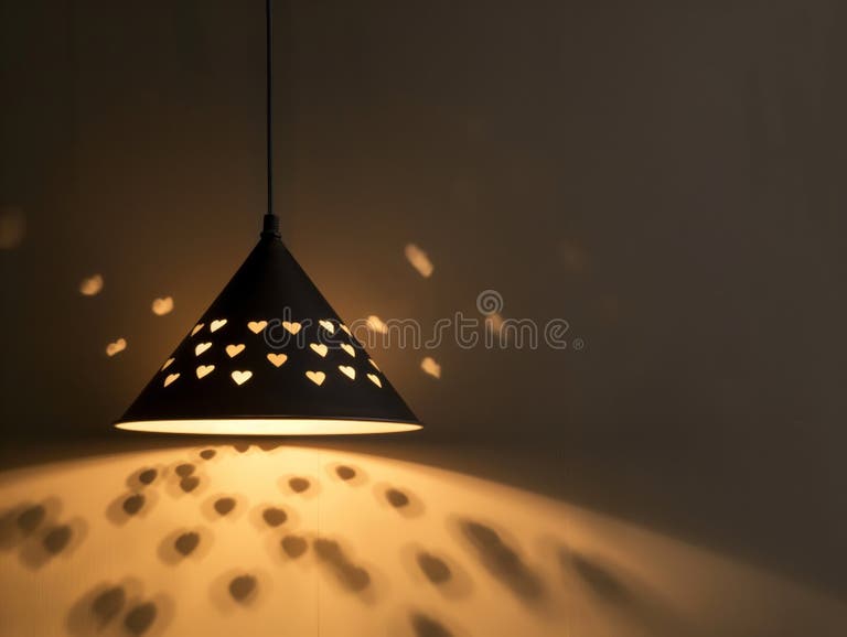 Heart-patterned Lamp Casting Warm Shadows Stock Photo - Image of ...