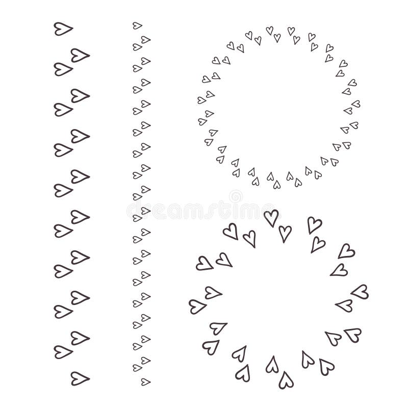 Heart Patterns Line and Circular Heart Decorations Love Brush Symbols ...