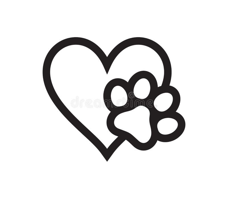 Heart and paw stock vector. Illustration of silhouette - 196708046