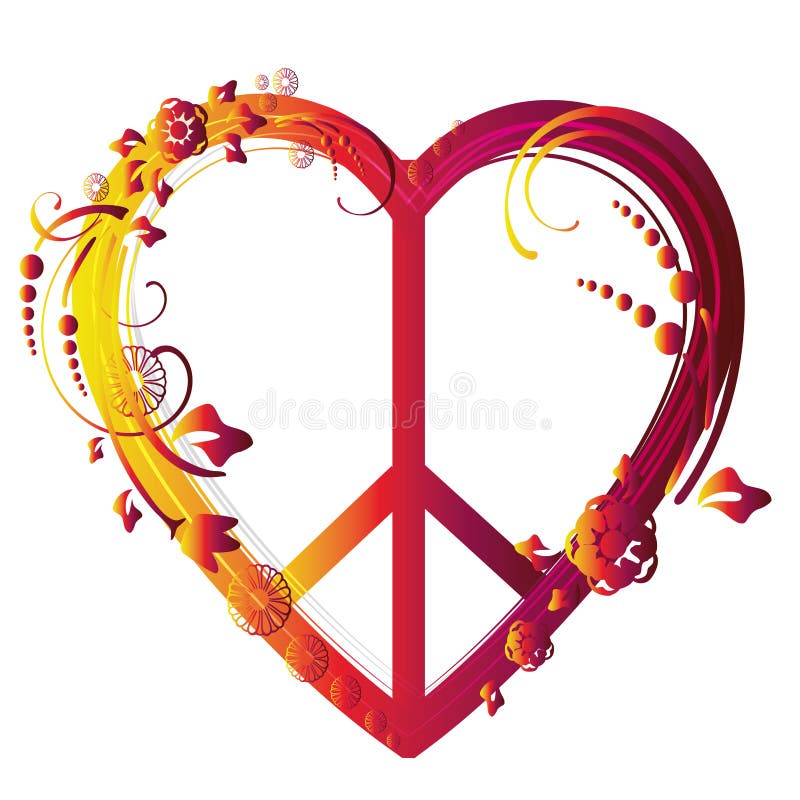 Heart peace symbol stock vector. Illustration of liberty - 36004528