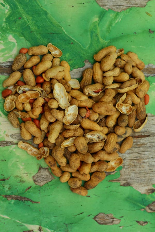Heart From Dried Peanuts In Closeup Stock Photo - Image of seed ...