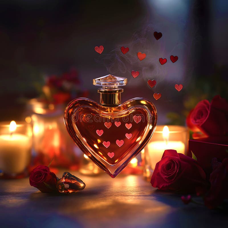 Heart Perfume & Roses stock illustration. Illustration of roses - 353887227