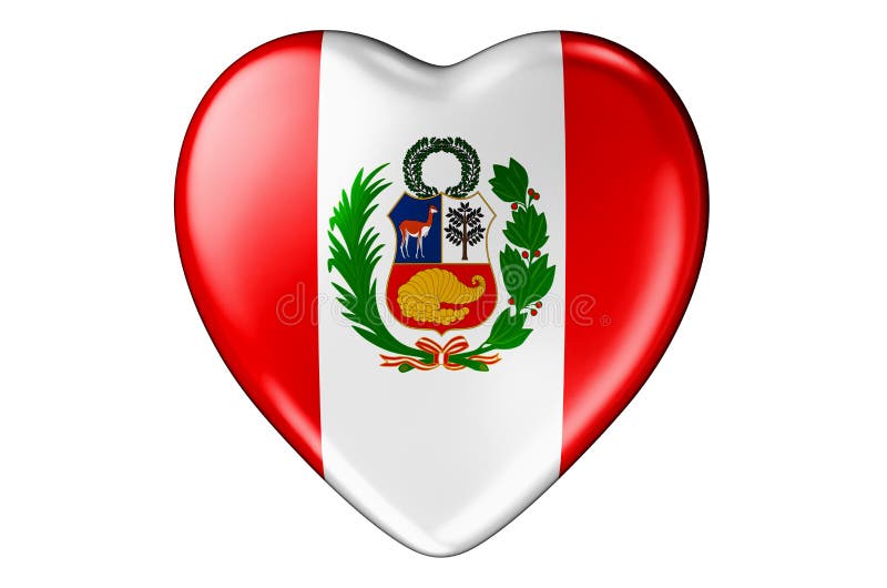 Heart with Peruvian Flag, 3D Rendering Stock Illustration ...