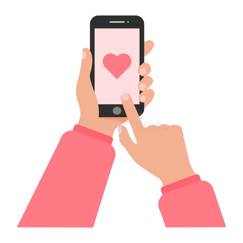 Heart on the Phone in Hands. Like in the Phone Stock Vector ...