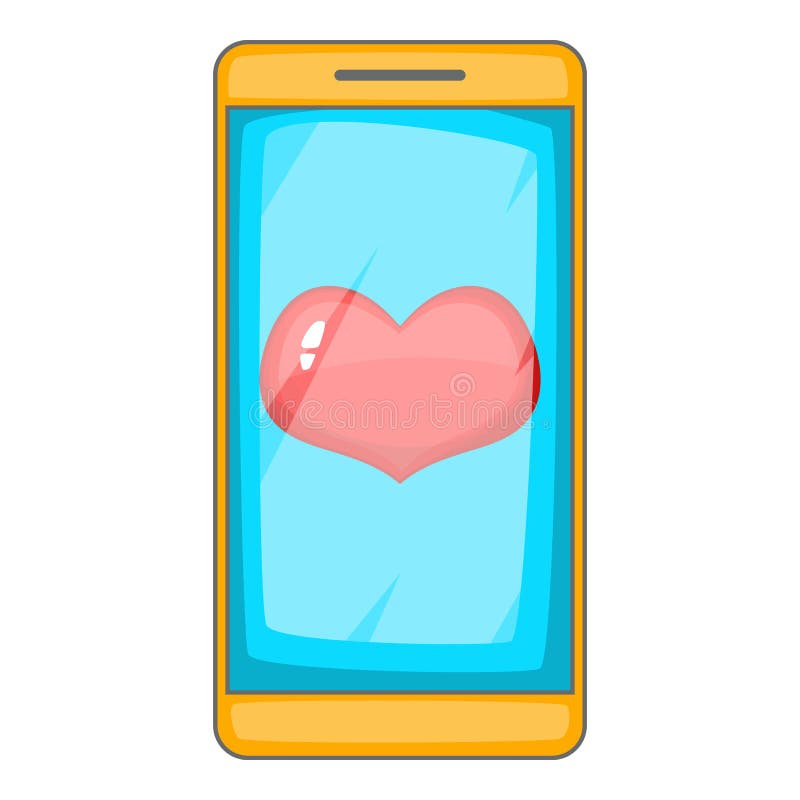Heart on Phone Screen Icon, Cartoon Style Stock Illustration ...