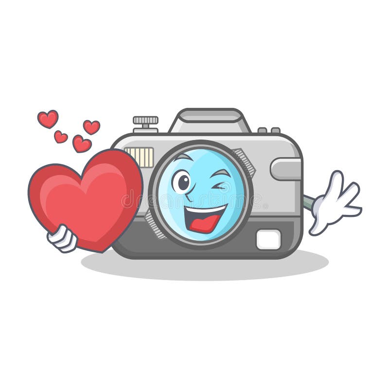 With Heart Photo Camera Character Cartoon Stock Vector - Illustration ...