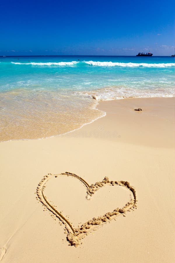 Heart- a picture on sand stock photo. Image of beam, swim - 16761346