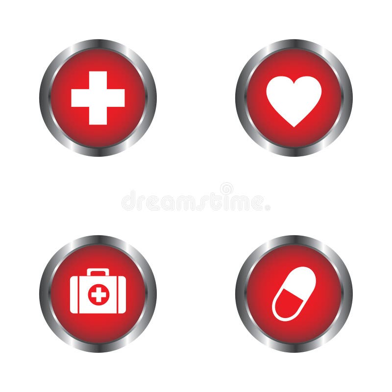 Heart, Pills, First Aid Kit and First Aid Sign Icon Vector Design Stock ...
