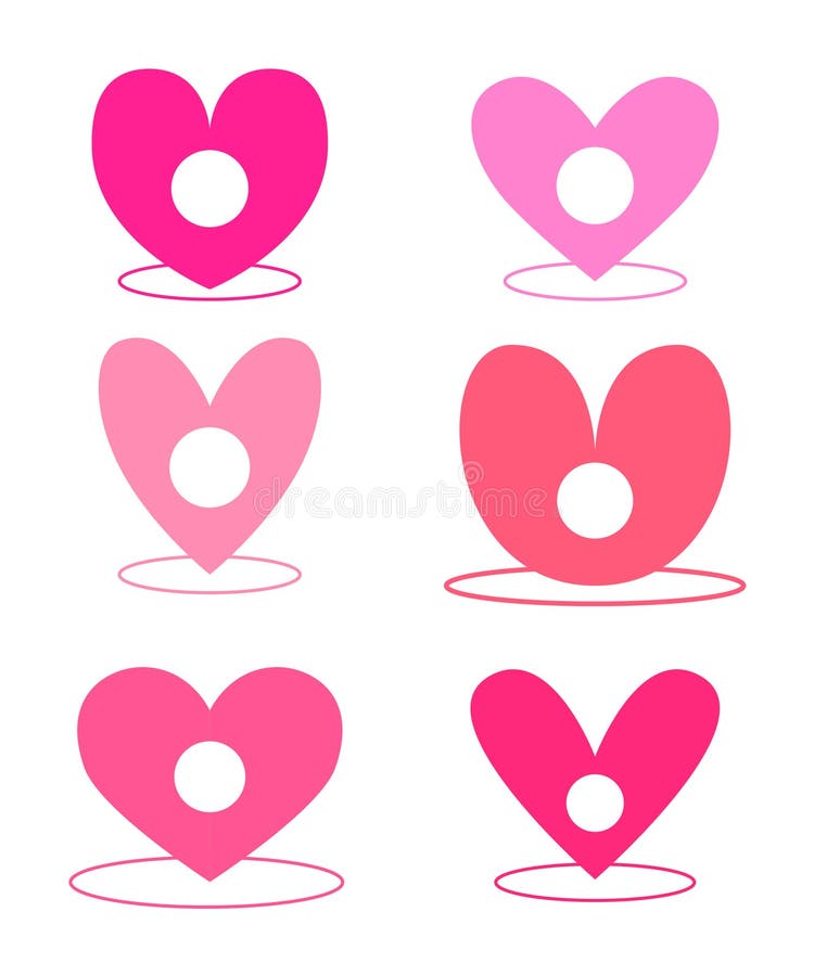 Heart Pin For Love Valentine Long Distance Map Honeymoon Element And Icon Stock