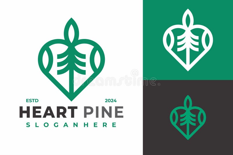 Heart Pine Tree Logo Design Vector Symbol Icon Illustration Stock ...