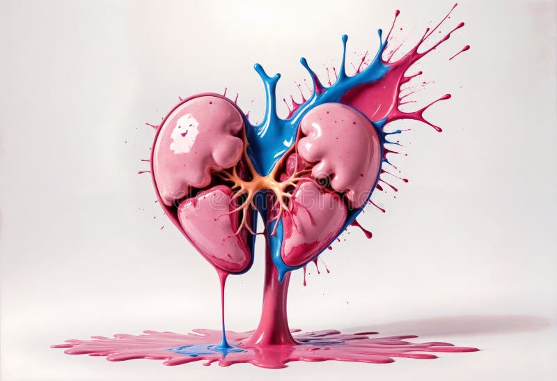 A Heart with a Pink and Blue Splatter Stock Illustration - Illustration ...