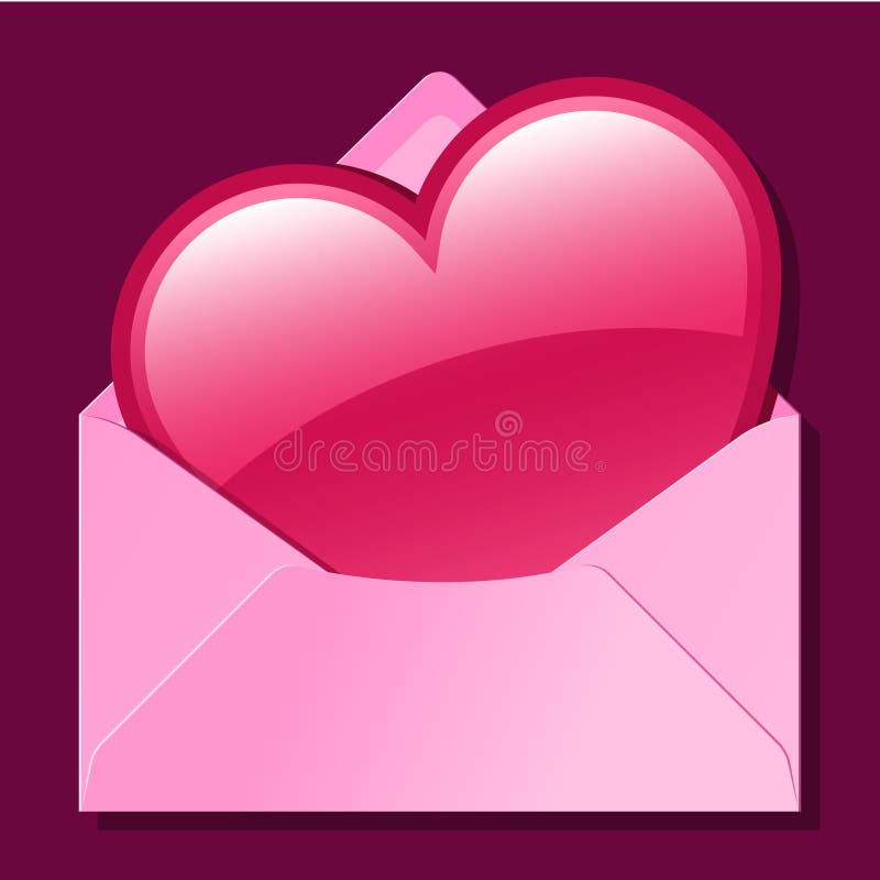 Pink Envelope Vector Illustration Isolated on White Background. Cute ...