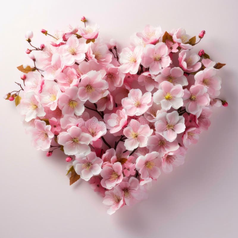Heart of Pink Flowers Heart of Flowers Pink Cherry Blossom Stock ...