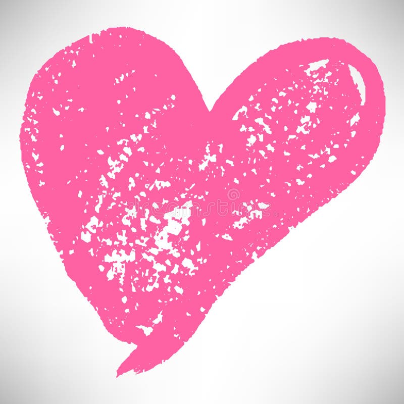Pink Hand Drawn Heart. Cute Icon Isolated on White Stock Vector ...